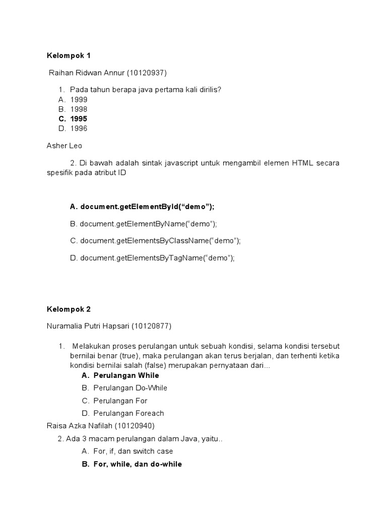 Kuis Pemrograman Java dan OOP | PDF