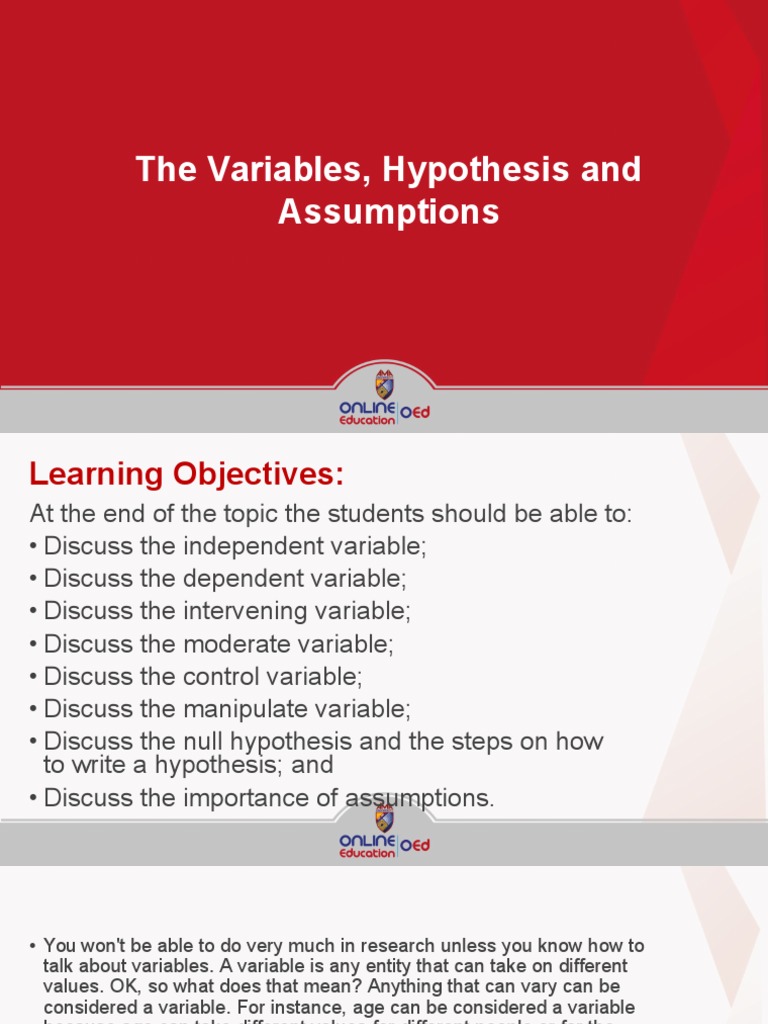 Week 009 The Variables, Hypothesis and Assumptions PPT | Download Free PDF | Multicollinearity ...