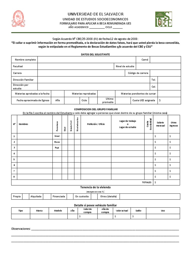 formulario_beca.pdf | PDF | Economias