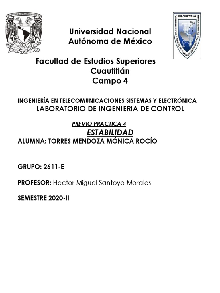 Previo 4 Ingenieria de Control | PDF