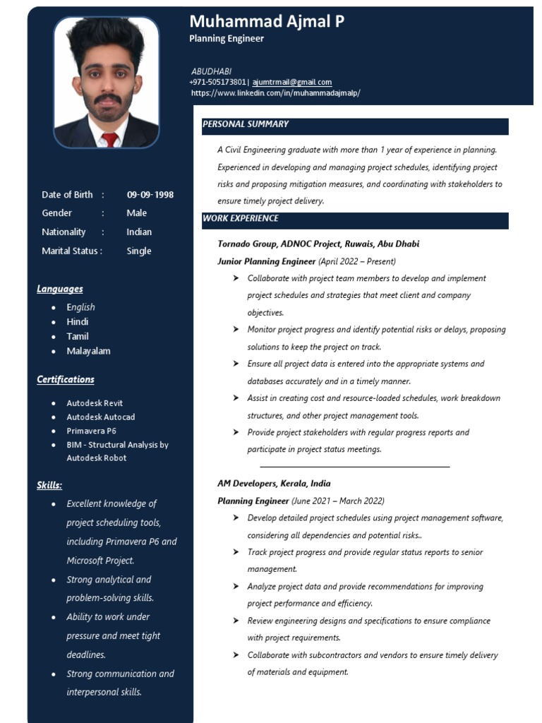 Muhammad Ajmal CV | PDF | Project Management | Autodesk