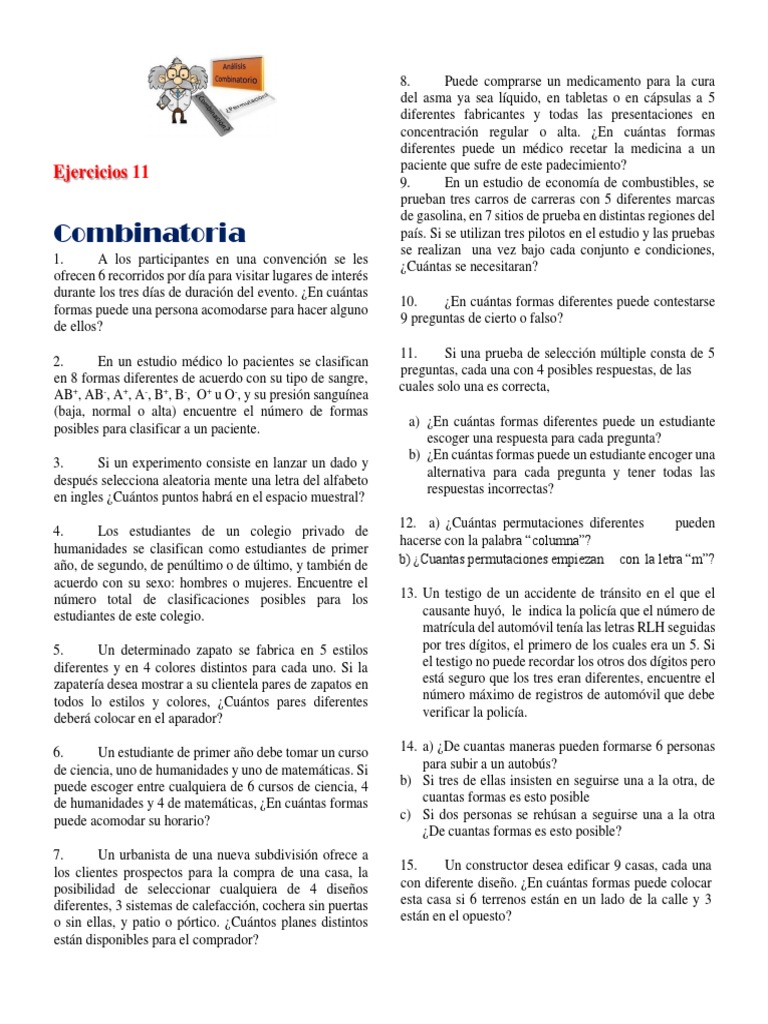 Combinatoria (Ejercicios) | PDF