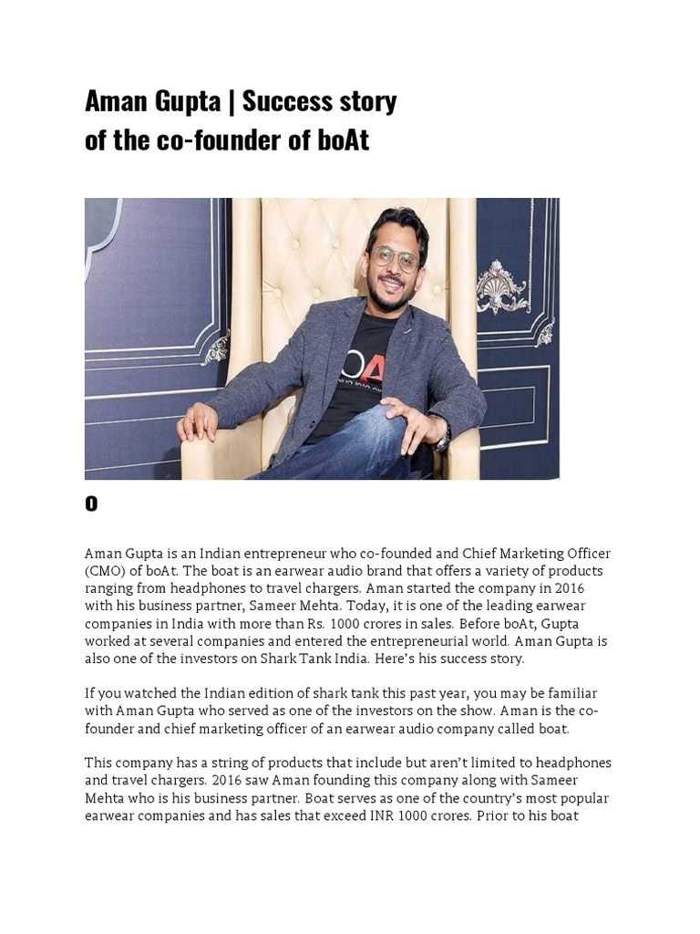 Aman Gupta'S STORY | PDF | Entrepreneurship | Business