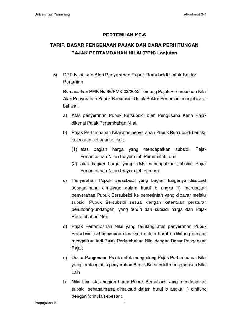 Pertemuan 6 Sak0203 - Perpajakan 2 PDF | PDF