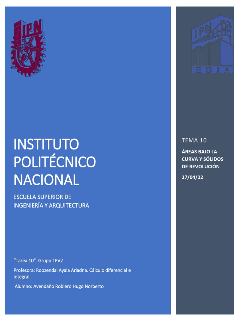 Tarea 10 Cálculo Diferencial e Integral | PDF