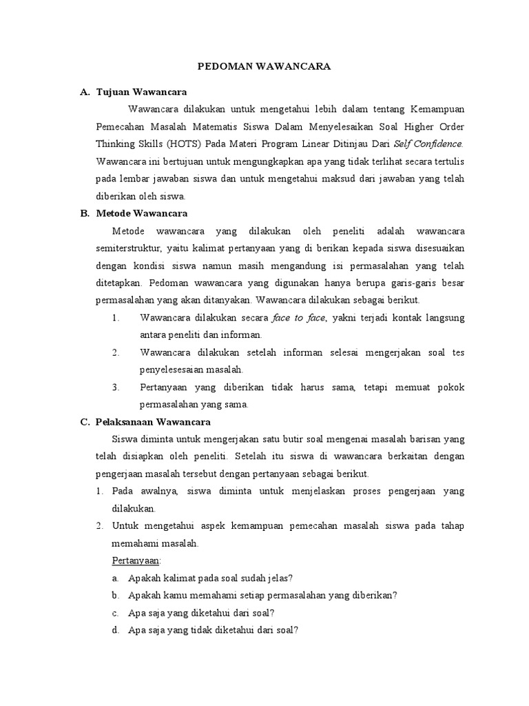 Pedoman Wawancara | PDF