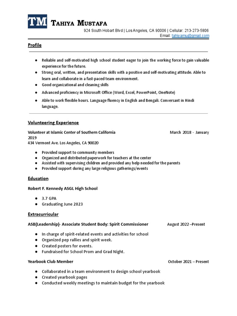 copy of tahiya mustafa resume 1 | PDF