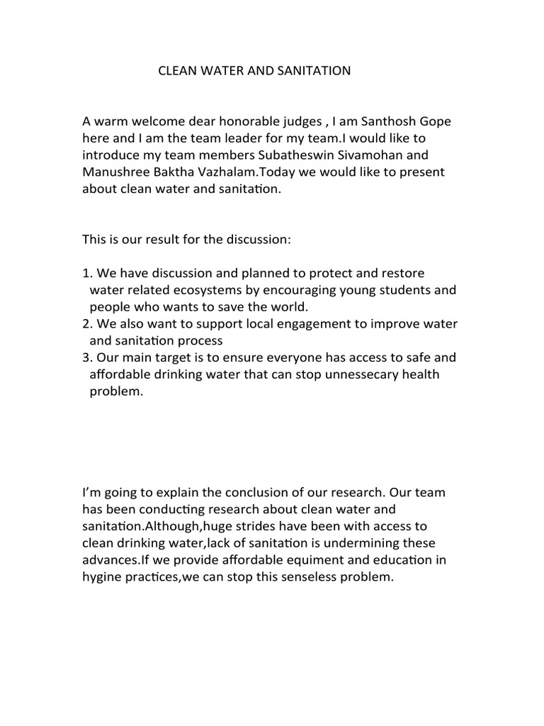 Clean Water and Sanitation | PDF