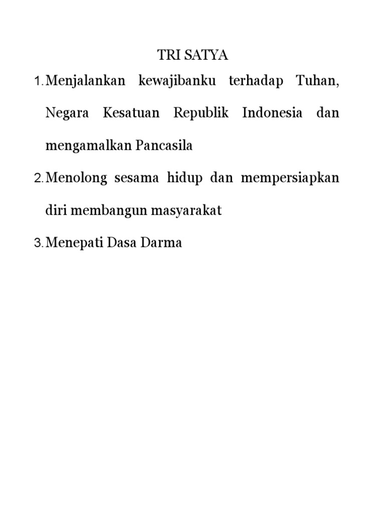 TRI SATYA dan DASA DHARMA.docx | PDF