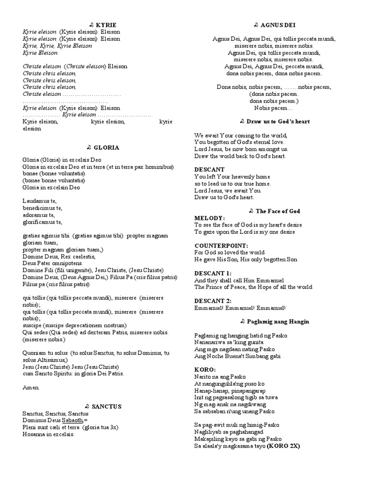 Lyrics Simbang Bengi 2022 | PDF