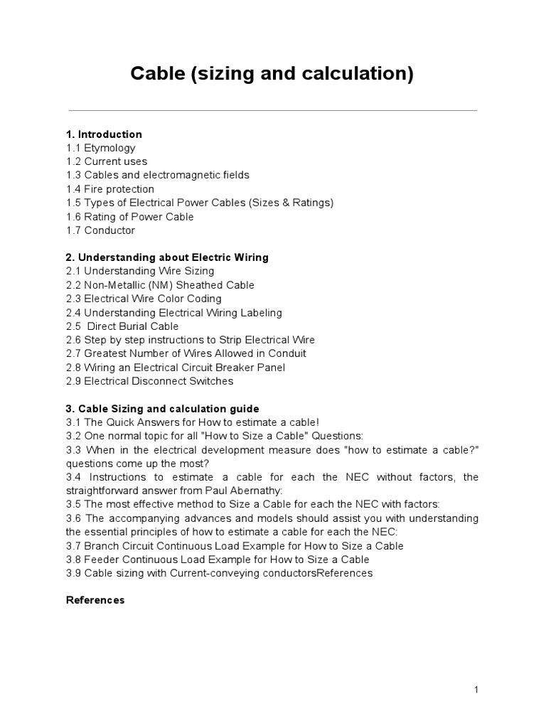 Cable Sizing and Calculation Guide | PDF | Electrical Wiring | Wire