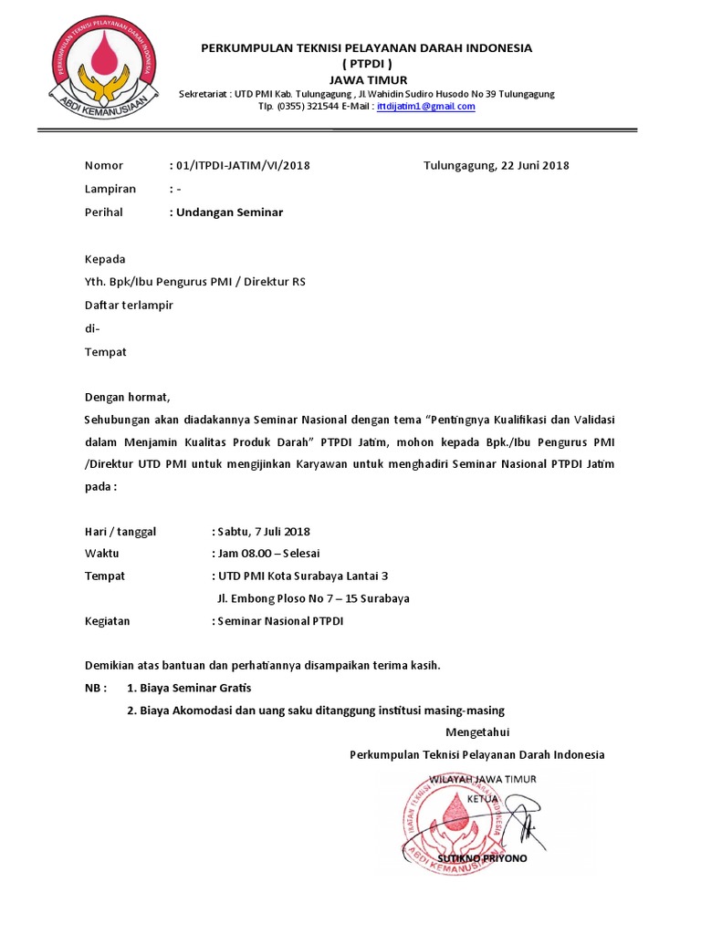 Surat Undangan Seminar 070718 | PDF