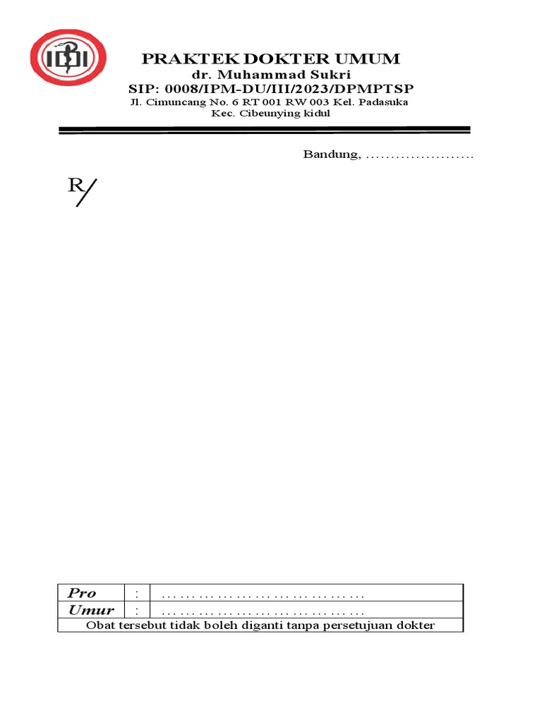 Contoh Nota Resep Dokter | PDF