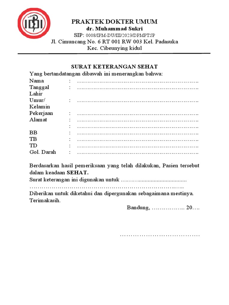 Contoh Surat Keterangan Sehat Dokter | PDF | Olahraga & Rekreasi | Hukum