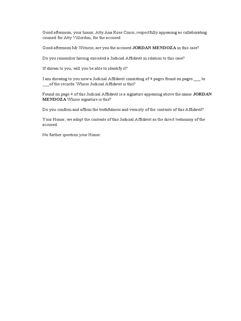 Judicial Affidavit Presentation Script | PDF | Politics | Social Science