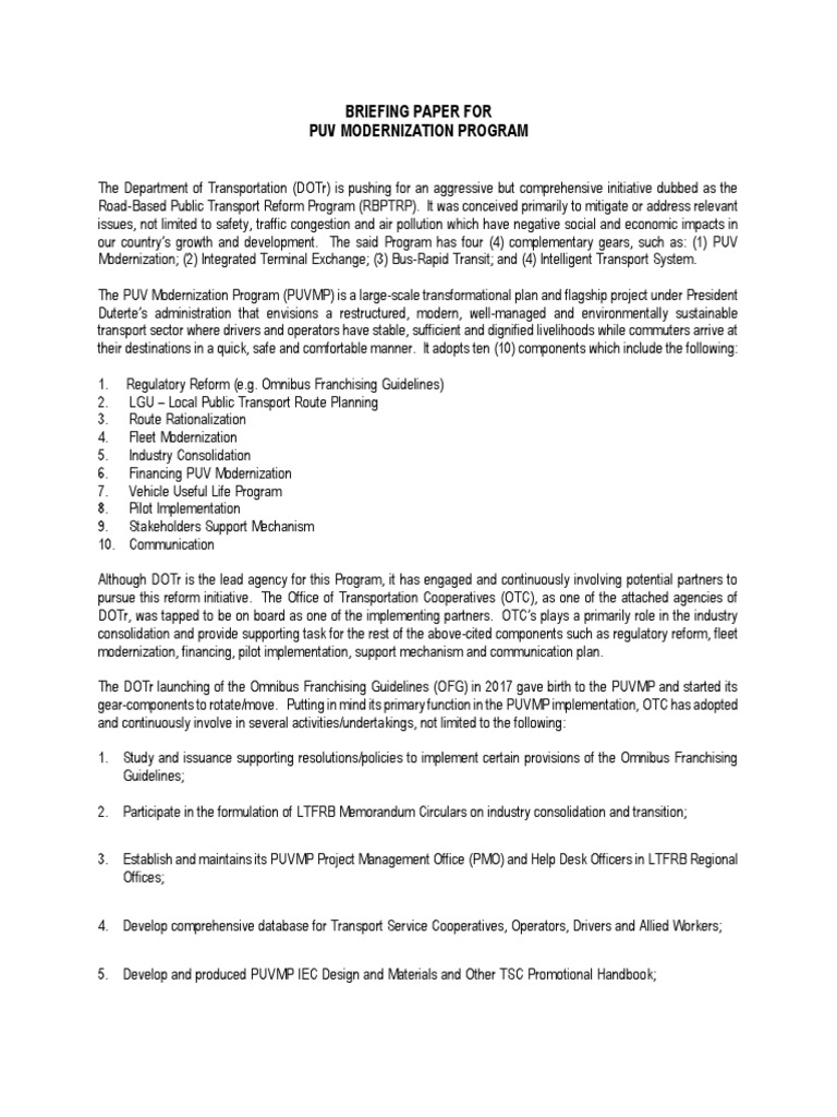 PUVMP | PDF | Economies | Transport