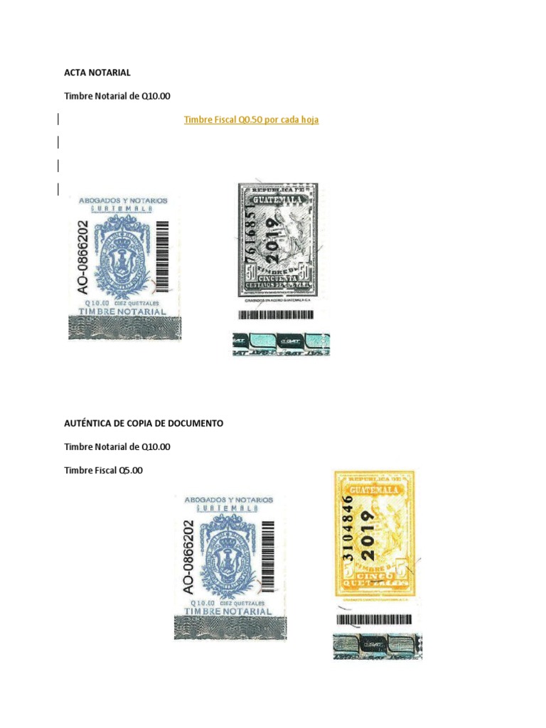 Tipos de Timbres Fiscales | PDF | Ley común | Derecho Civil (Common Law)