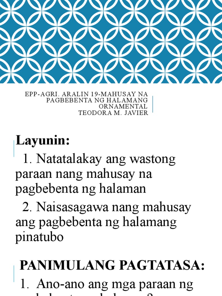 19 EPP-AGRI - Aralin 19-Mahusay Na Pagbebenta NG Halamang Ornamental | PDF