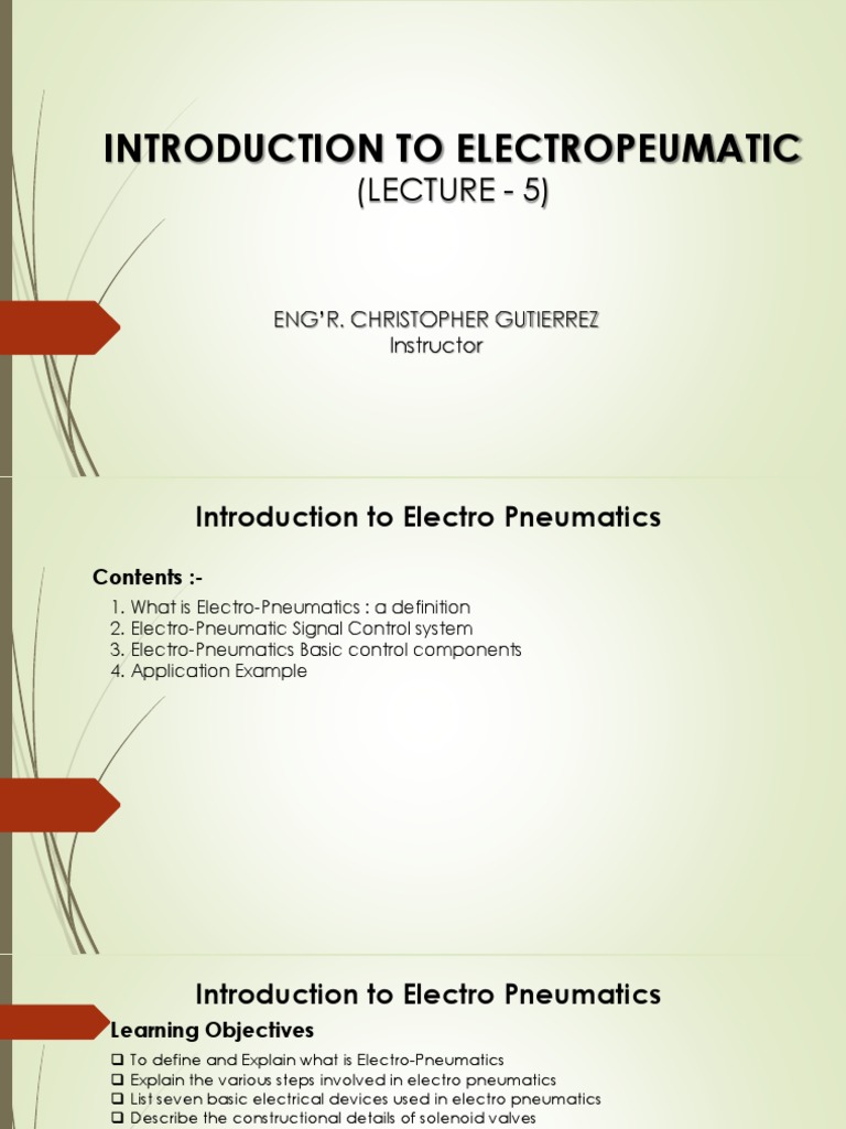 Lecture 5 Introduction To Electro Pneumatic | PDF | Relay | Switch
