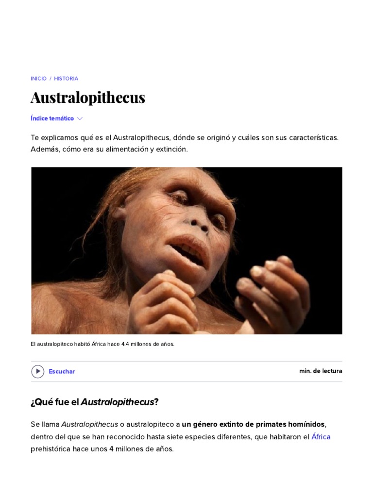 Australopithecus | PDF | Evolución humana | Paleoantropología