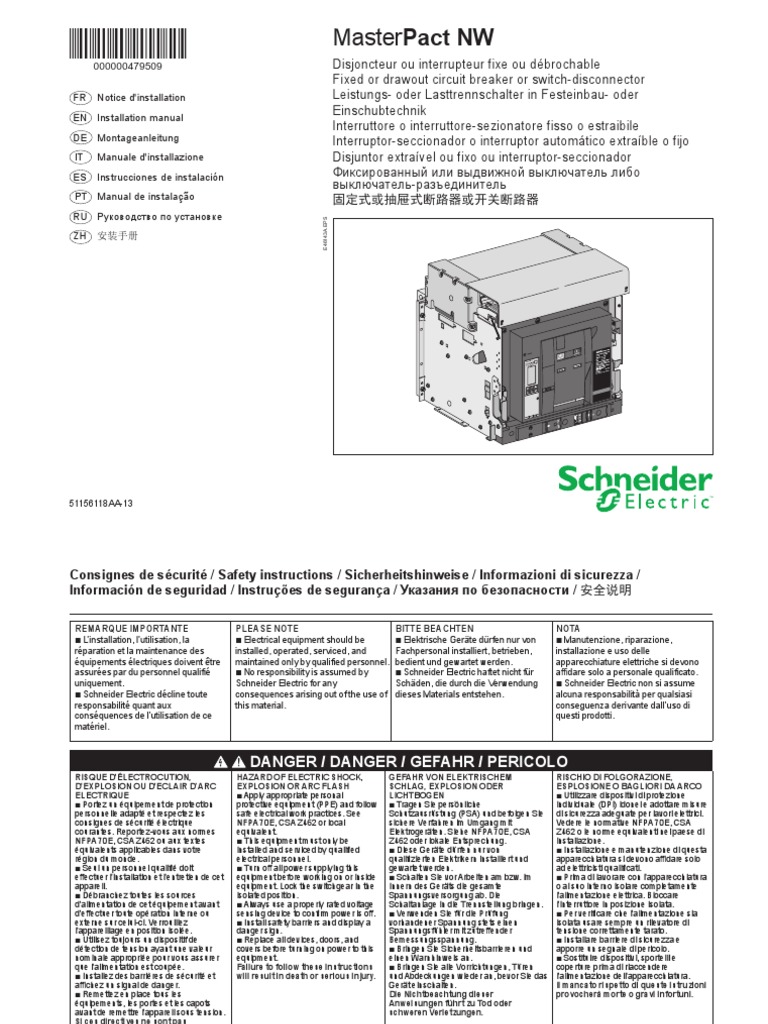 ACB Schneider - MASTERPACT NW40H1 | PDF | Équipements électriques ...