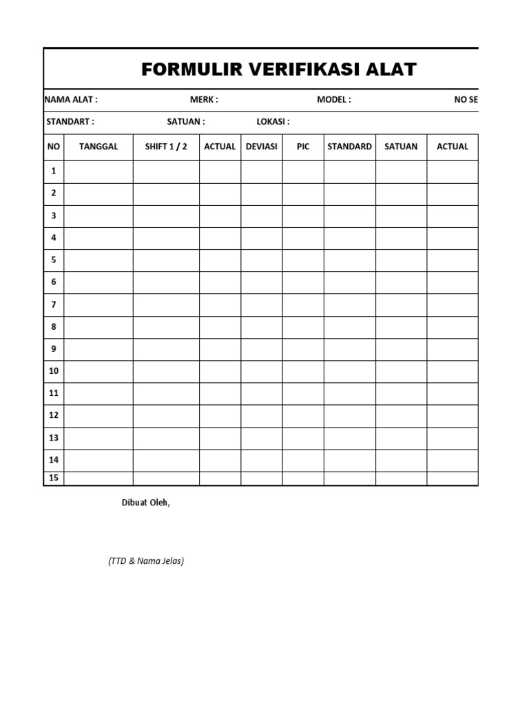 Draft Form Verikasi Alat Ukur | PDF