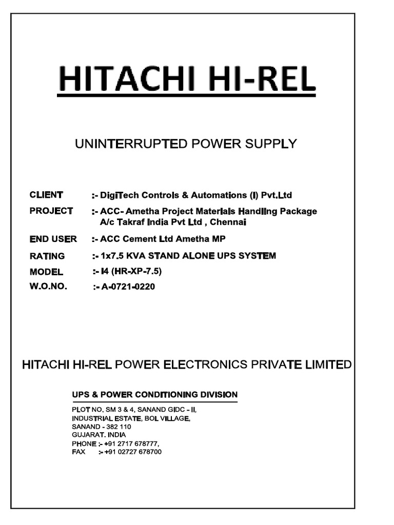 7.5KVA UPS Panel Drawing | PDF | Power Inverter | Power Electronics