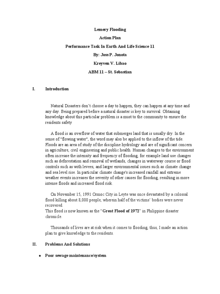 Lemery Flooding Action Plan | PDF | Flood | Earth Sciences