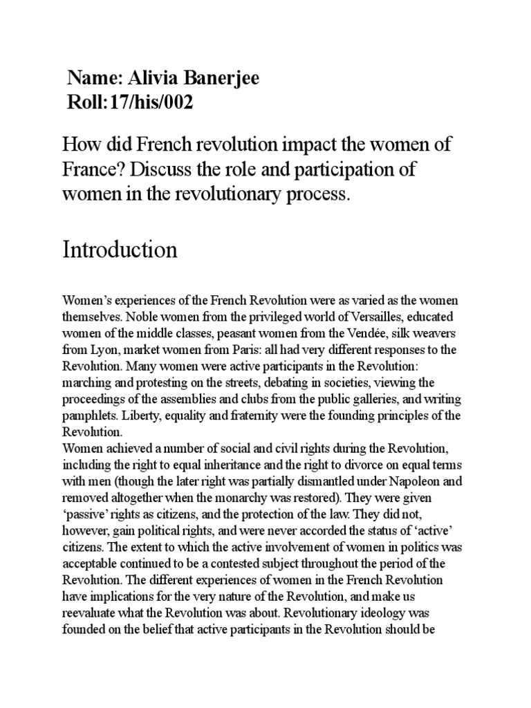 How Did French Revolution Impact The Women of France? Discuss The Role ...