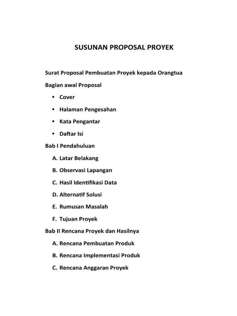 SUSUNAN PROPOSAL PROYEK | PDF