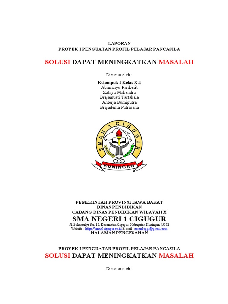 Bagian Awal Laporan P5 | PDF