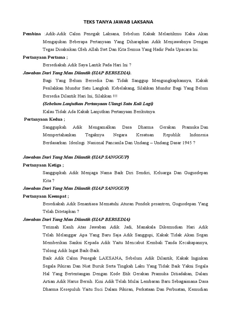 Teks Tanya Jawab Laksana | PDF