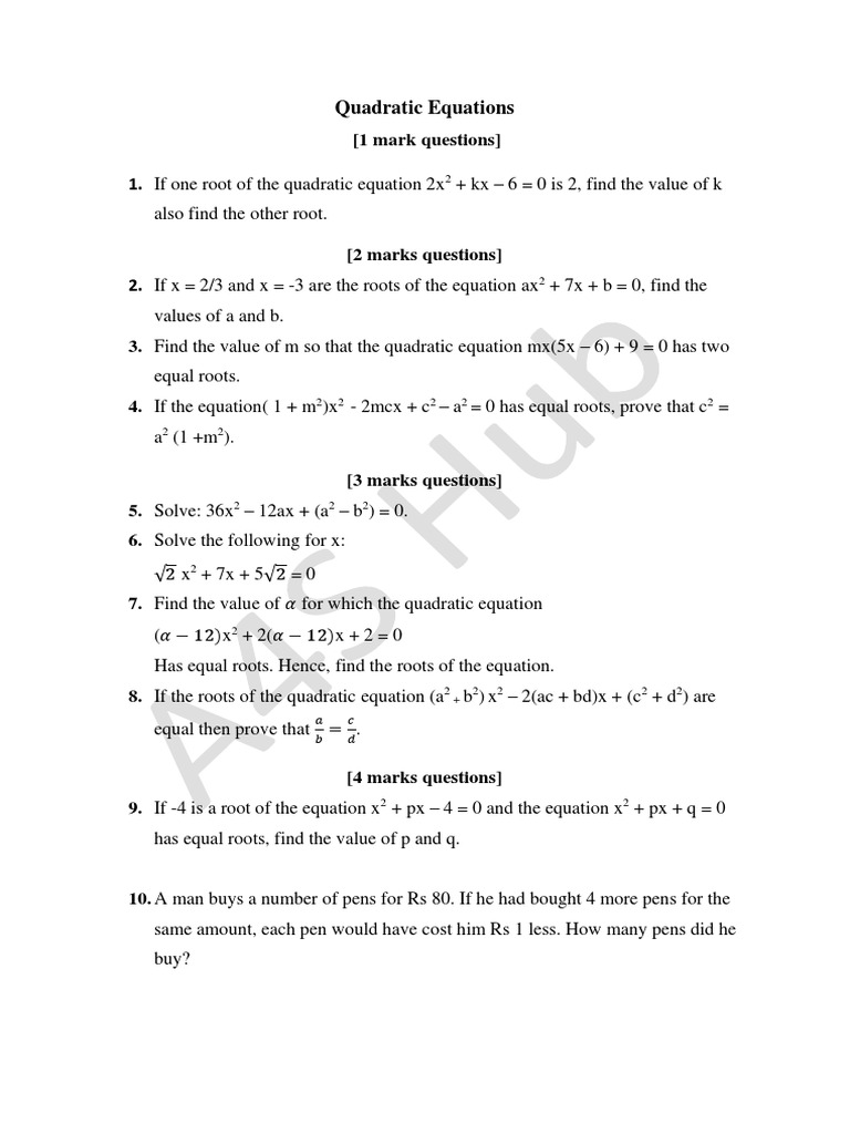 4.quadratic Equations PDF | PDF | Mathematical Objects | Elementary ... 4.quadratic Equations PDF | PDF | Mathematical Objects | Elementary ...