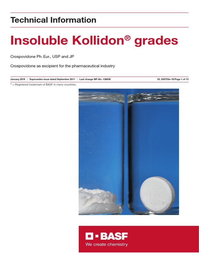 Kollidon-Cl Technical Information | PDF | Tablet (Pharmacy) | Solubility
