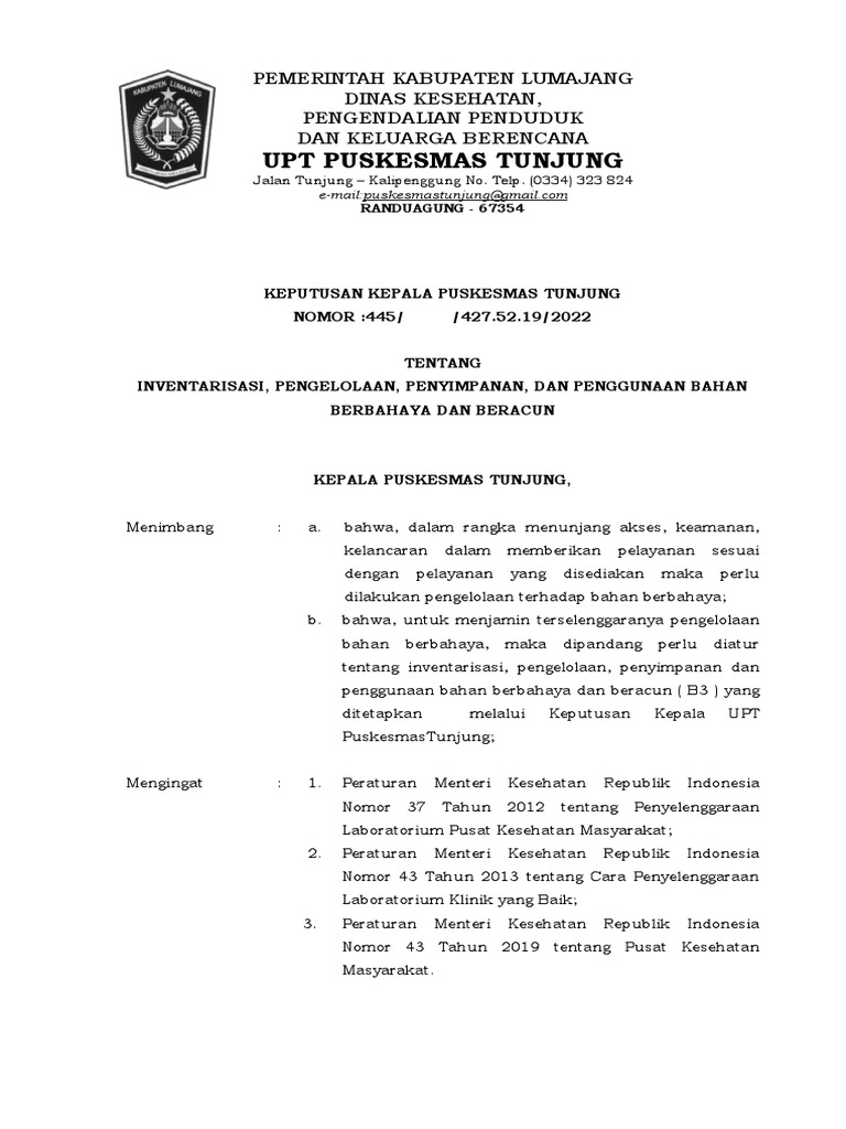 SK Pengelolaan Limbah B3 | PDF