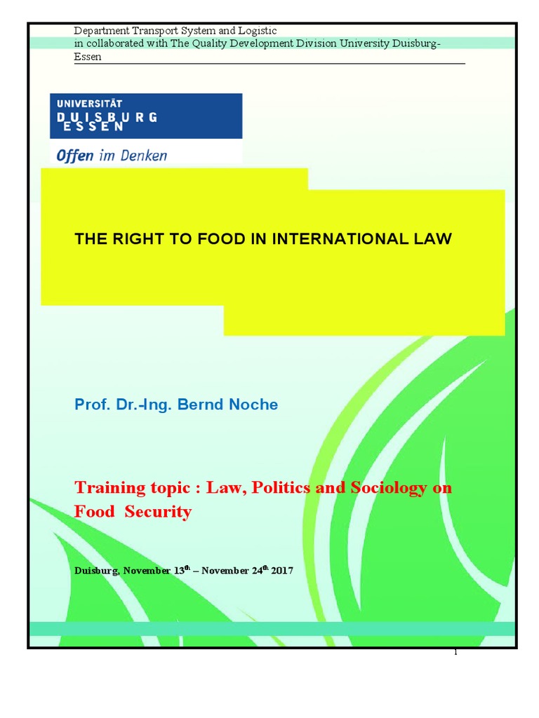 The Right To Food in International Law | PDF | Human Rights | Food And ...