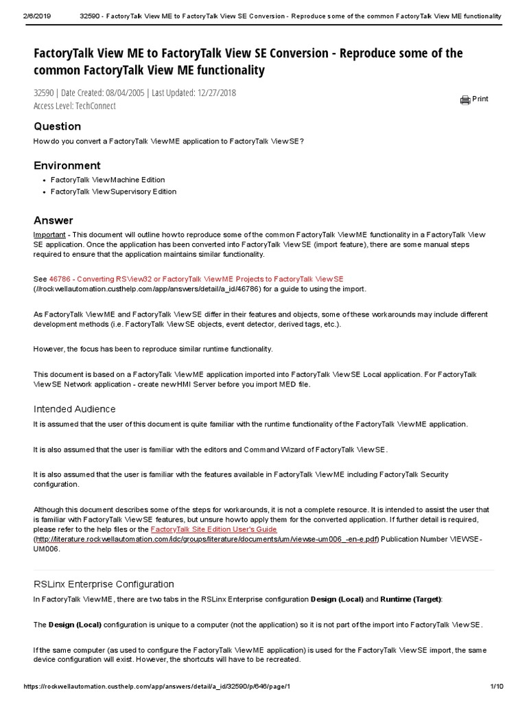 FactoryTalk View ME To FactoryTalk View SE Conversion - Reproduce Some ...