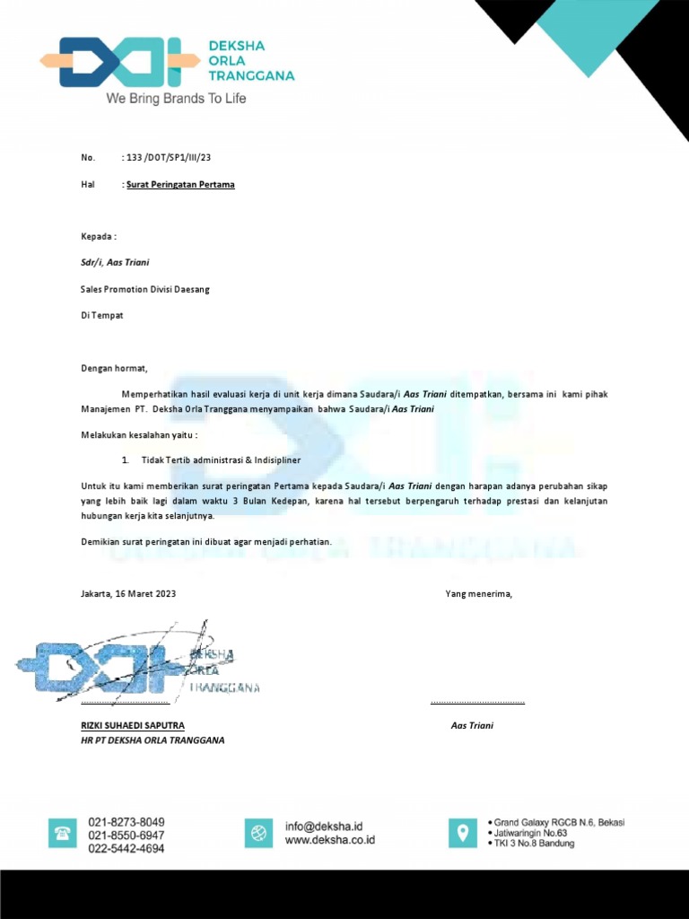 Contoh Surat SP | PDF | Karier & Perkembangan