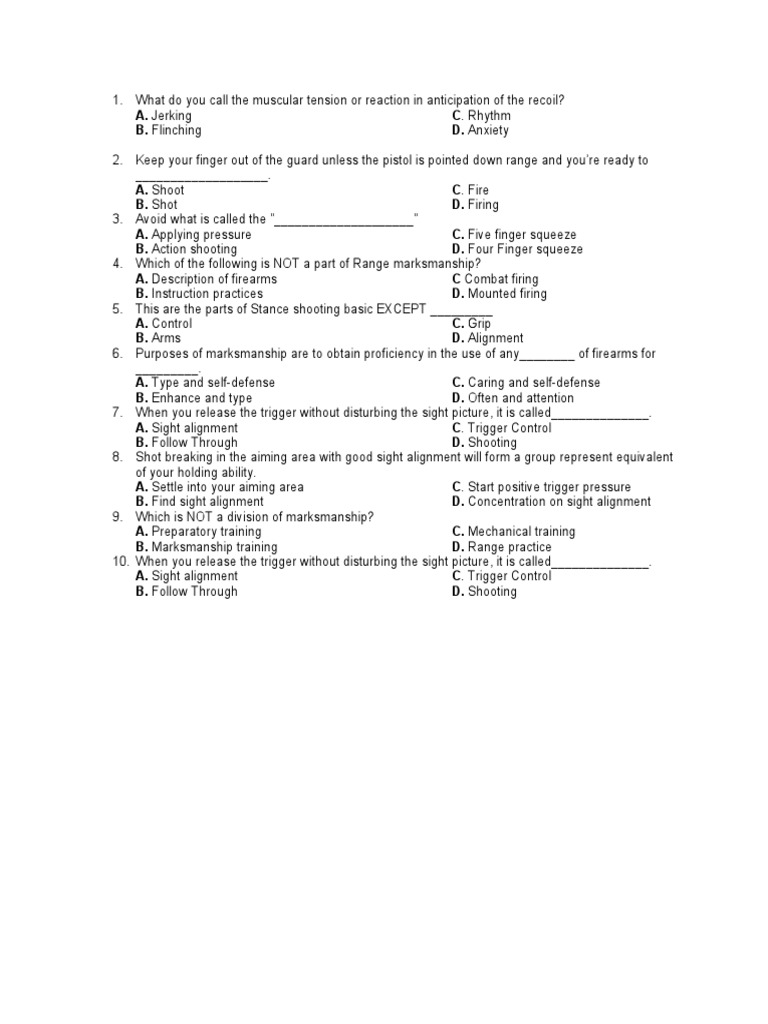 Fundamentals of Marksmanship: A Quiz on Basic Firearm Safety, Stance ...