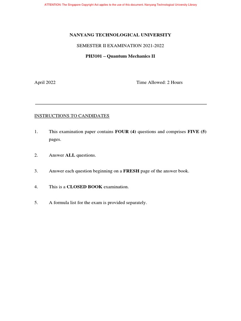 PH3101 2021-2022 Semester 2 PDF | Download Free PDF | Eigenvalues And Eigenvectors | Matrix ...