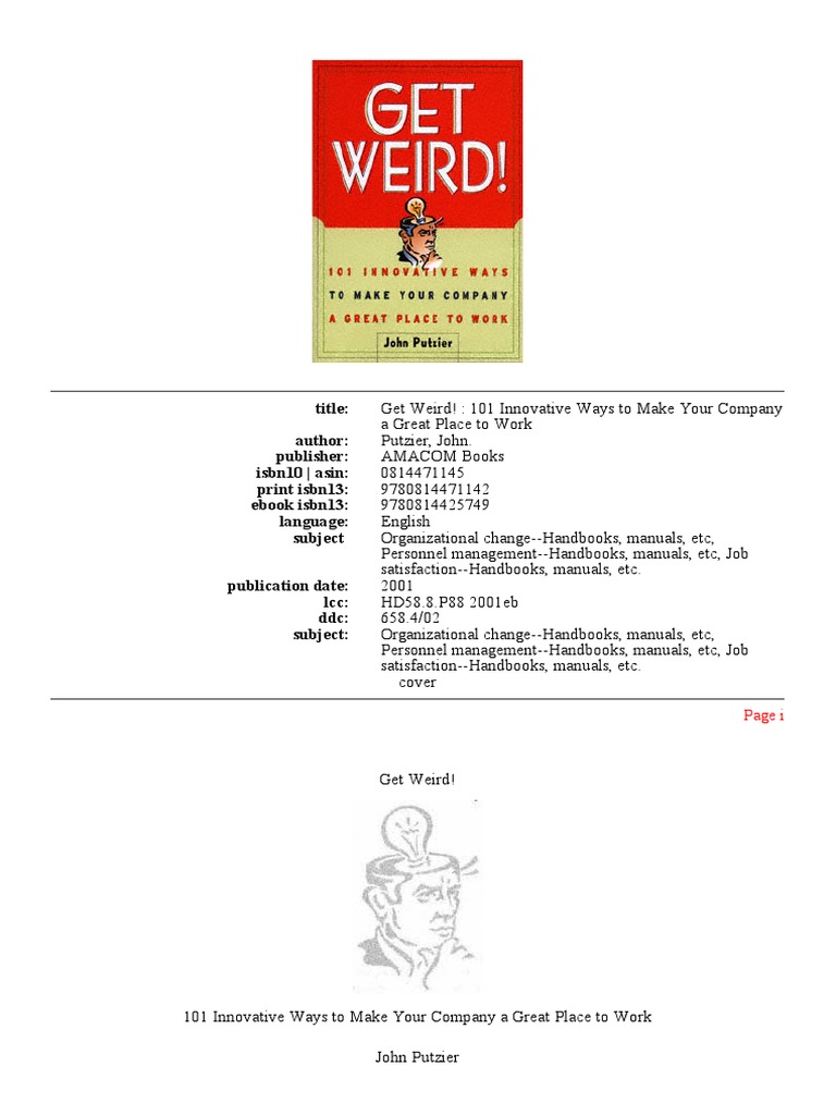 (John Putzier) Get Weird 101 Innovative Ways To M | Download Free PDF ...