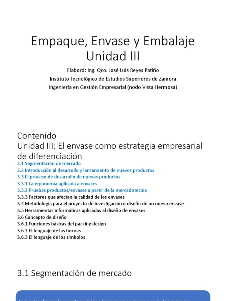 Empaque Envase Y Embalaje Unidad Iii Pdf Marketing Diseño
