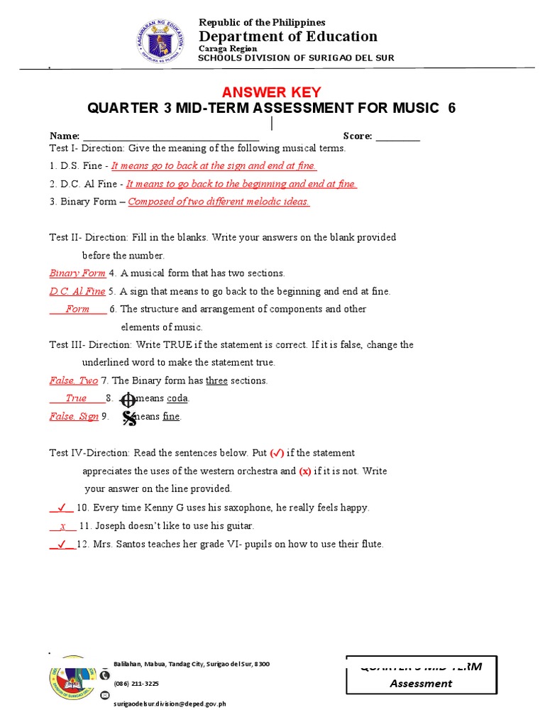Answers Key - Music & Arts - Mid-Term | PDF | Printmaking | Camera