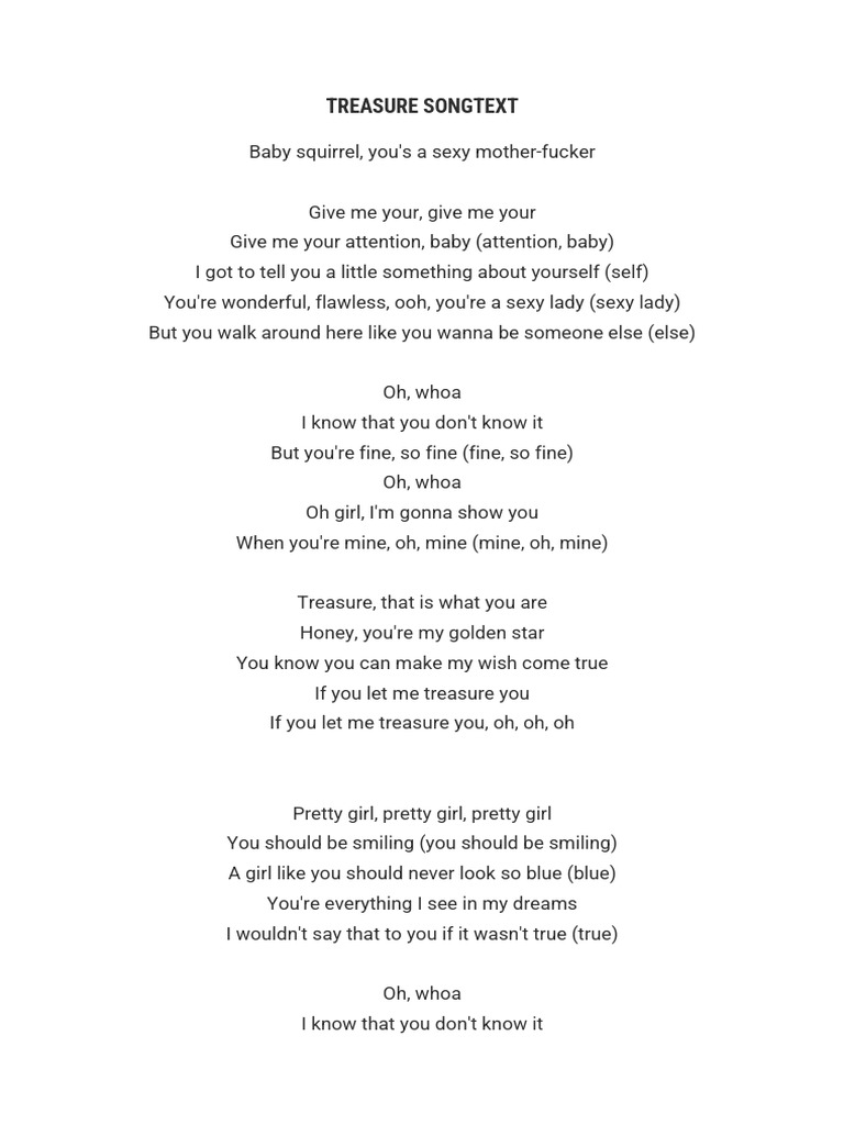 Bruno Mars: Treasure Lyrics | PDF