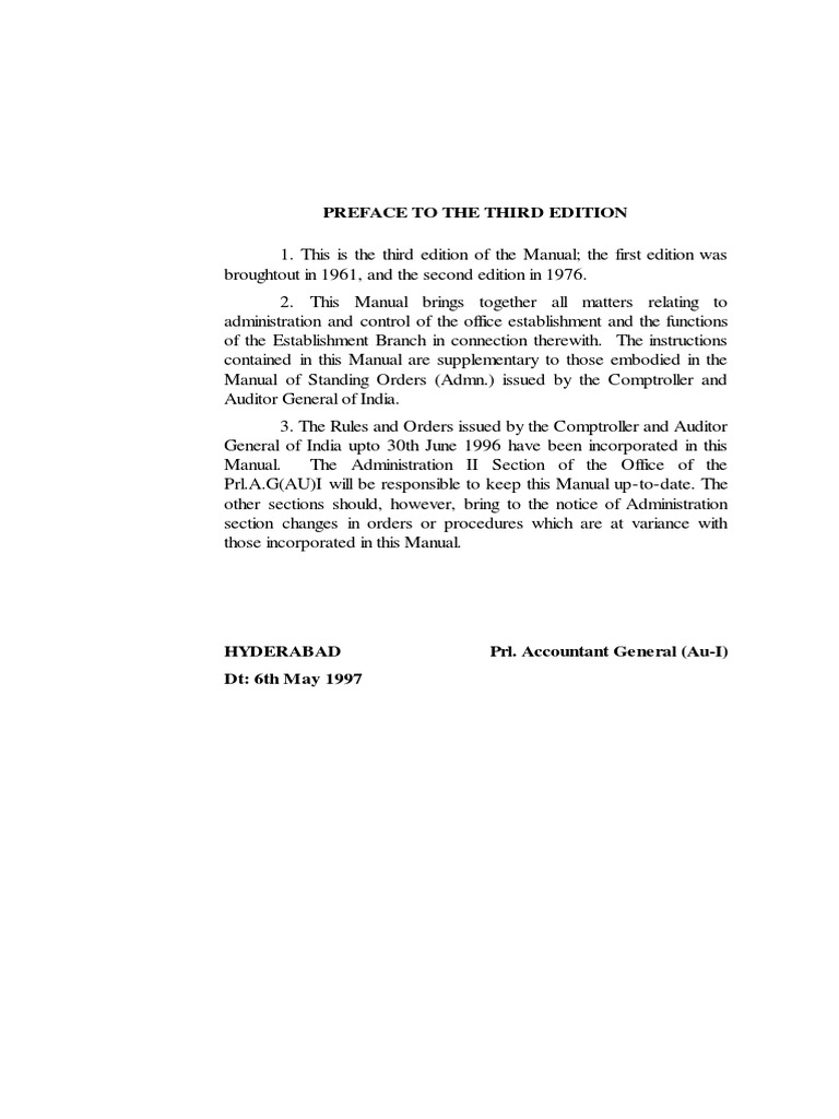 Establishment Manual Volume 1 Pdf