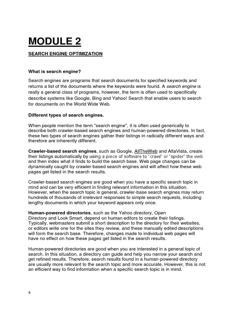 Module 2 | PDF | Search Engine Optimization | World Wide Web