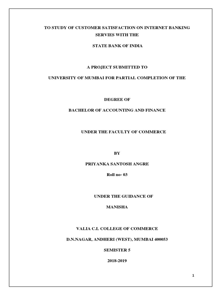 Project Work - INTERNET BANKING SBI PDF | PDF | Banks | Banks & Banking