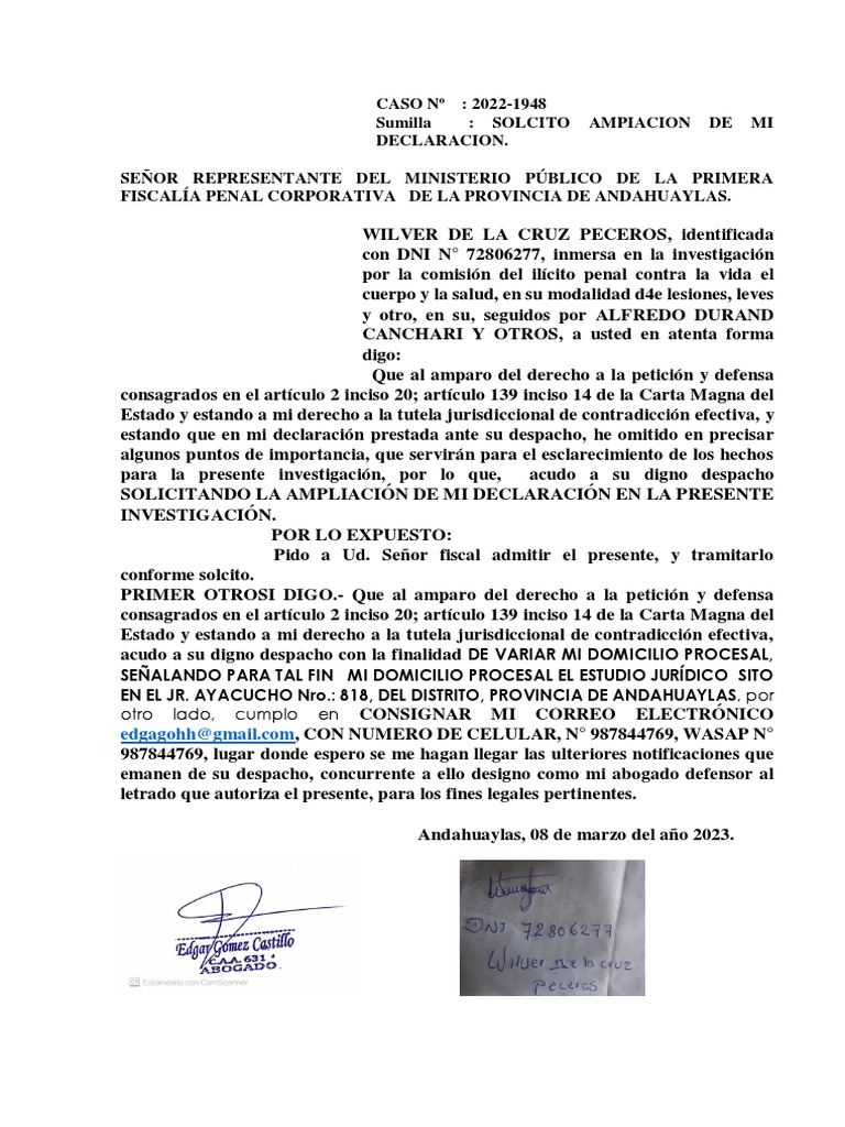 Ampliacion Wilver de La Cruz | PDF