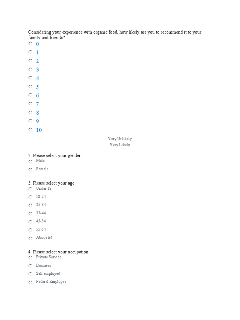 Organic Food Consumer Questionnaire | PDF | Organic Foods | Food Industry