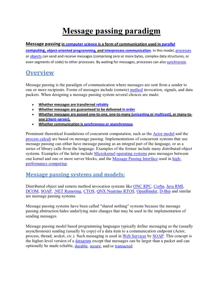 Message Passing Paradigm | PDF | Message Passing | Soap